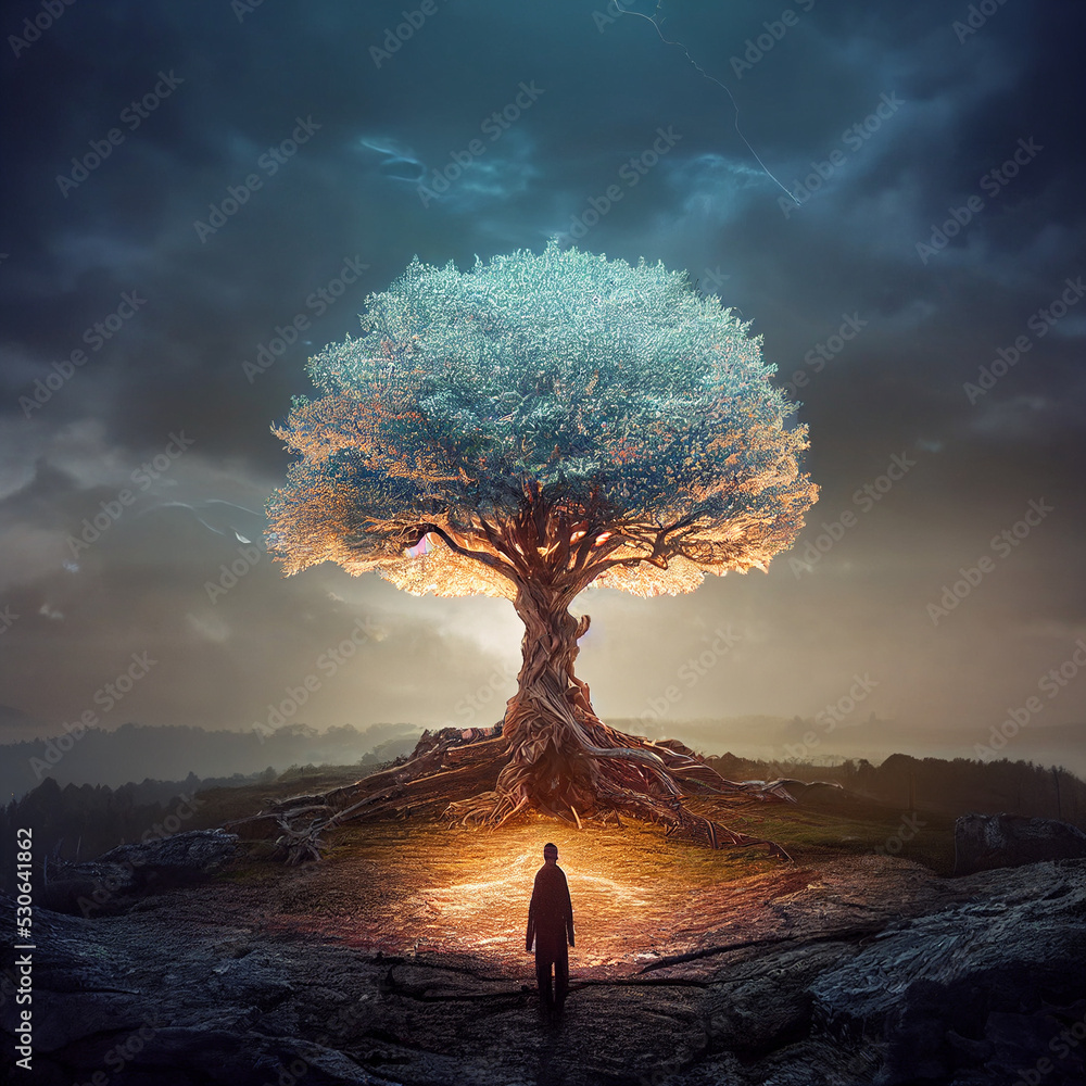 Yggdrasil the World Tree, Mythology, Root of Creation Stock ...