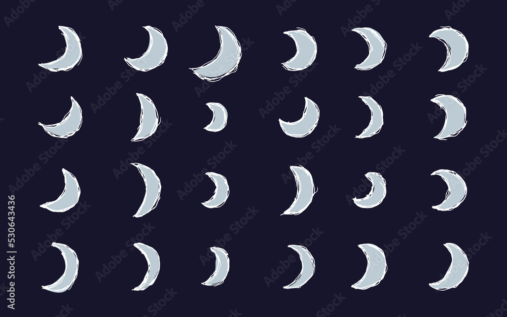 Vector illustration of hand drawn doodle half moon symbol pattern by ...