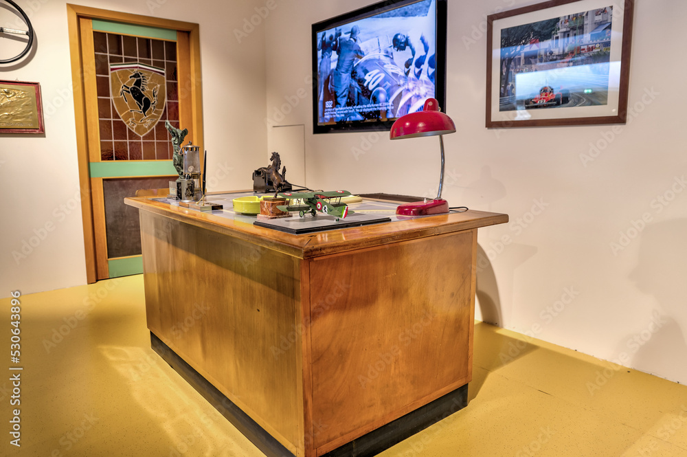 Modena, Italy - July 9, 2022: Enzo Ferrari's desk on display in the ...