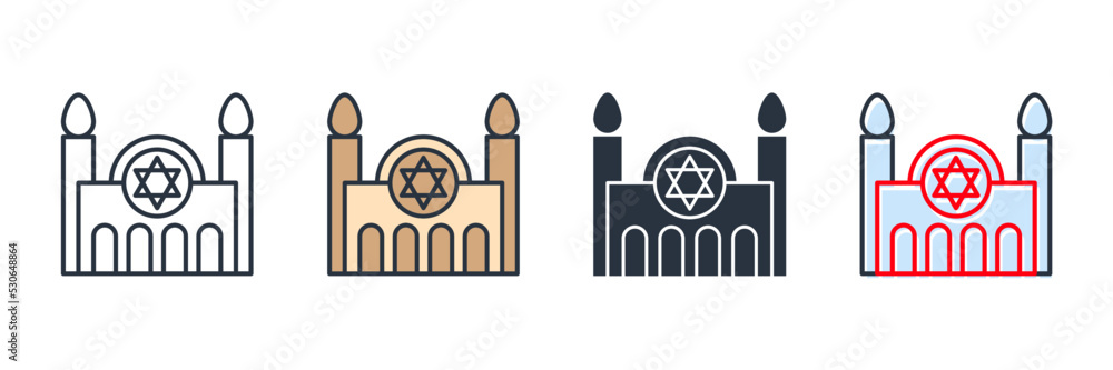 synagogue building icon logo vector illustration. jewish house of ...