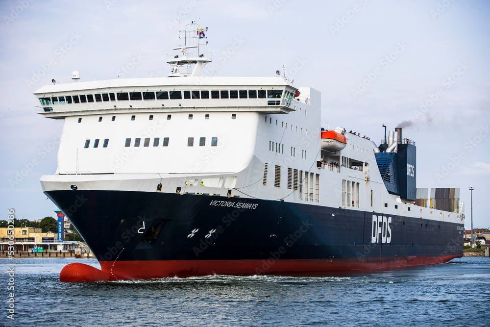 Klaipeda Lithuania 2022-08-20 DFDS ship VICTORIA SEAWAYS. DFDS SEAWAYS ...