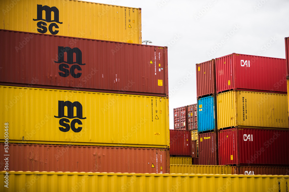 Klaipeda Lithuania 2022-07-24 Logo of MSC shipping container ...