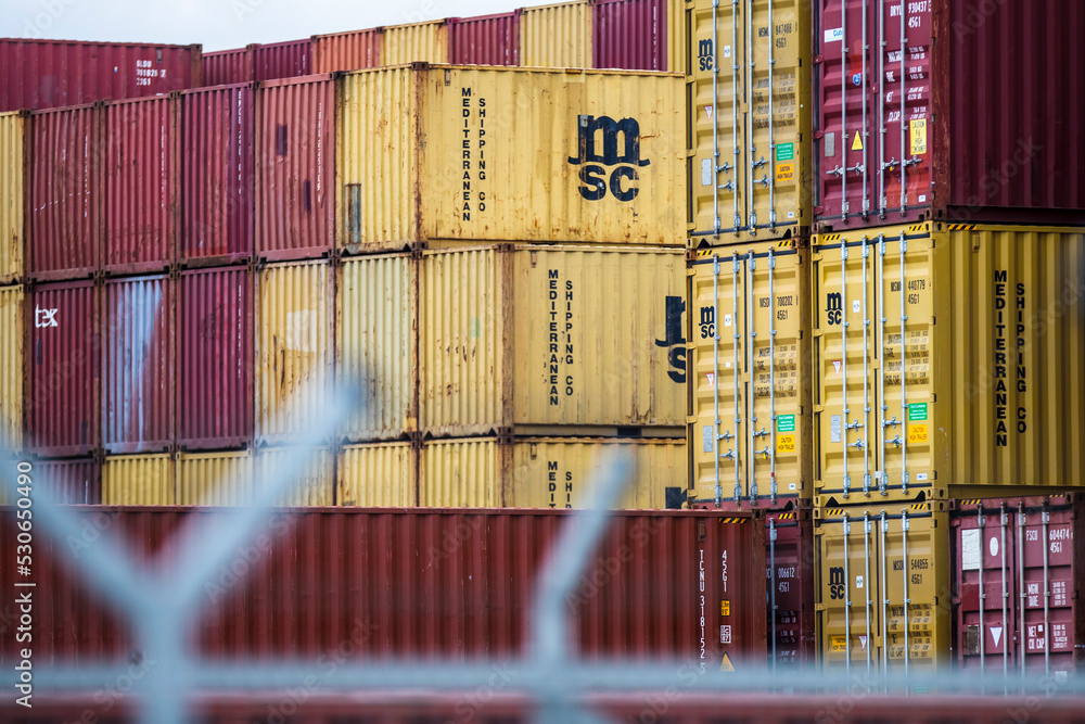 Klaipeda Lithuania 2022-07-24 Logo of MSC shipping container ...