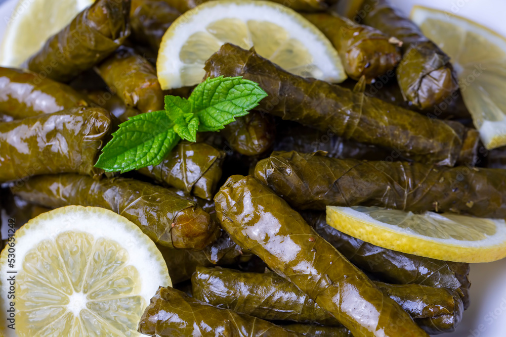 Delicious dolma (sarma) stuffed grape leaves rice. Lebanese dolma sarma ... Delicious dolma (sarma) stuffed grape leaves rice. Lebanese dolma sarma ...