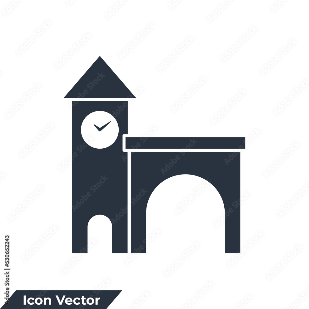 railway station building icon logo vector illustration. railway station ...