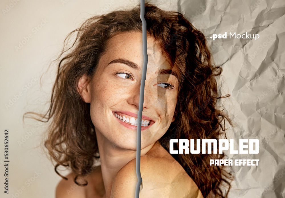 Crumpled Paper Photo Effect Stock Template | Adobe Stock