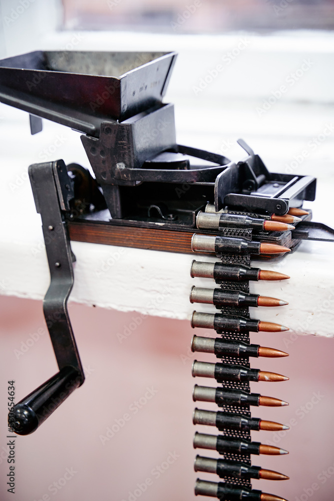 Rakov machine gun feedind system, belt lauder. Stock Photo | Adobe Stock