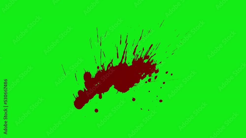 Three different animations of Blood spatter on a green background ...