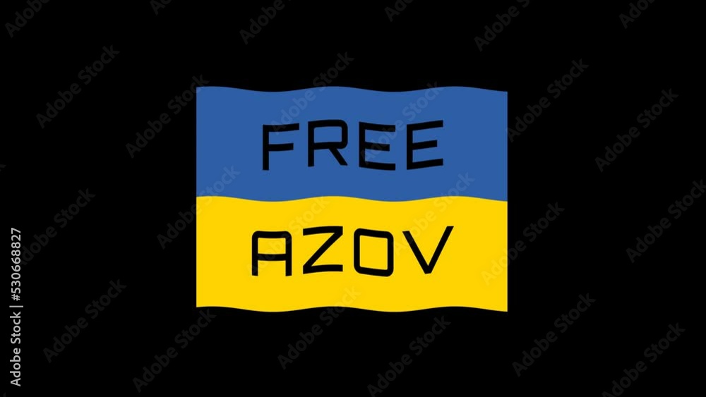 Free Azov Text on Ukrainian Flag Waving Shape on Alpha Channel Abstract ...