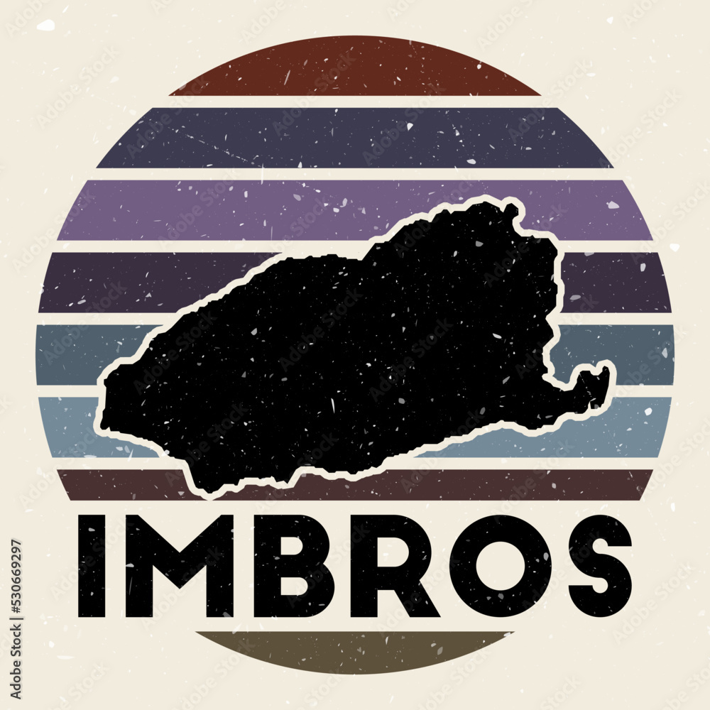 Imbros logo. Sign with the map of island and colored stripes, vector ...