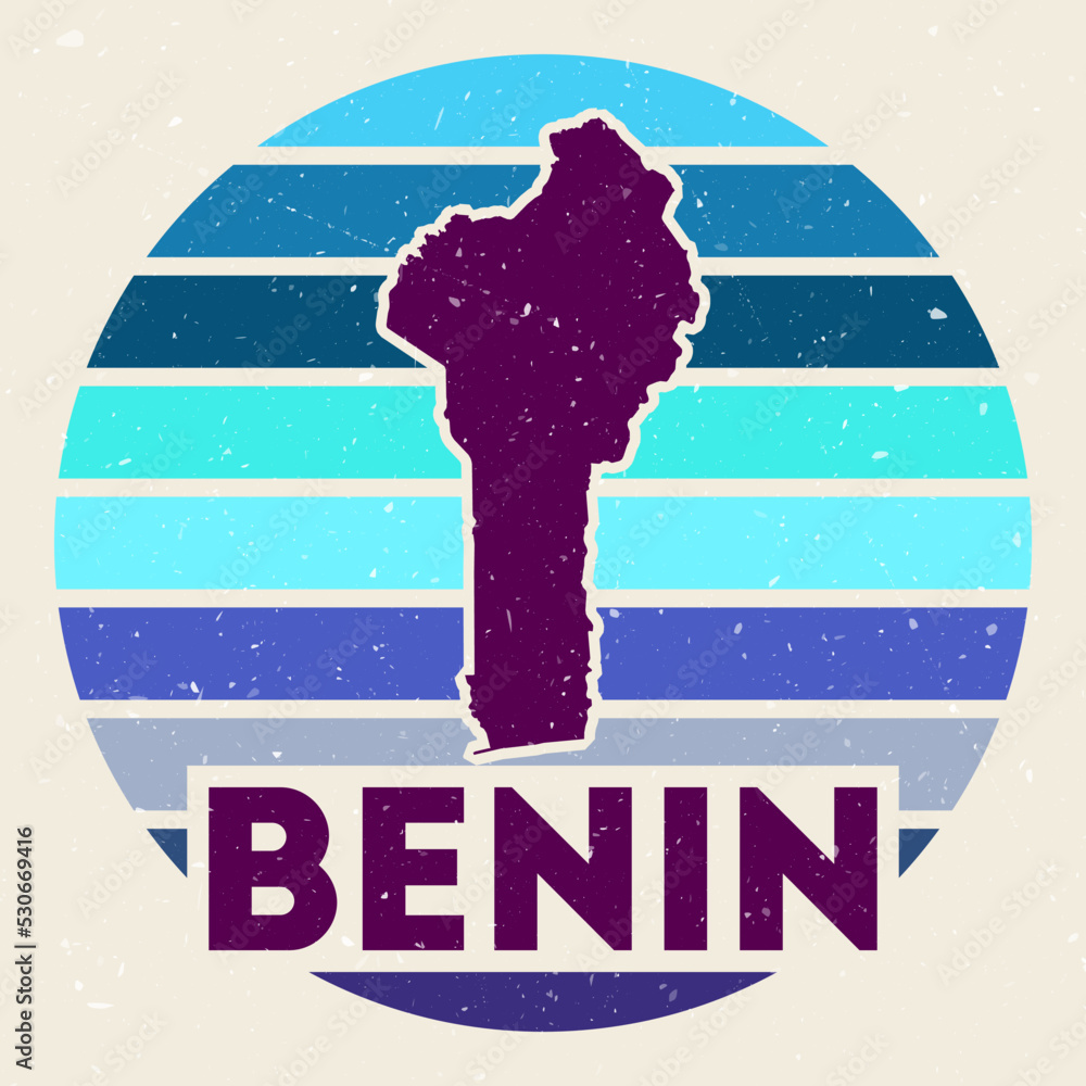 Benin logo. Sign with the map of country and colored stripes, vector ...