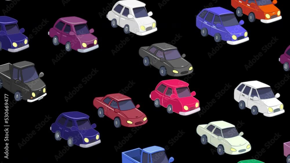 Cartoon Cars Driving. Loop cartoon animation of colorful cars moving on ...