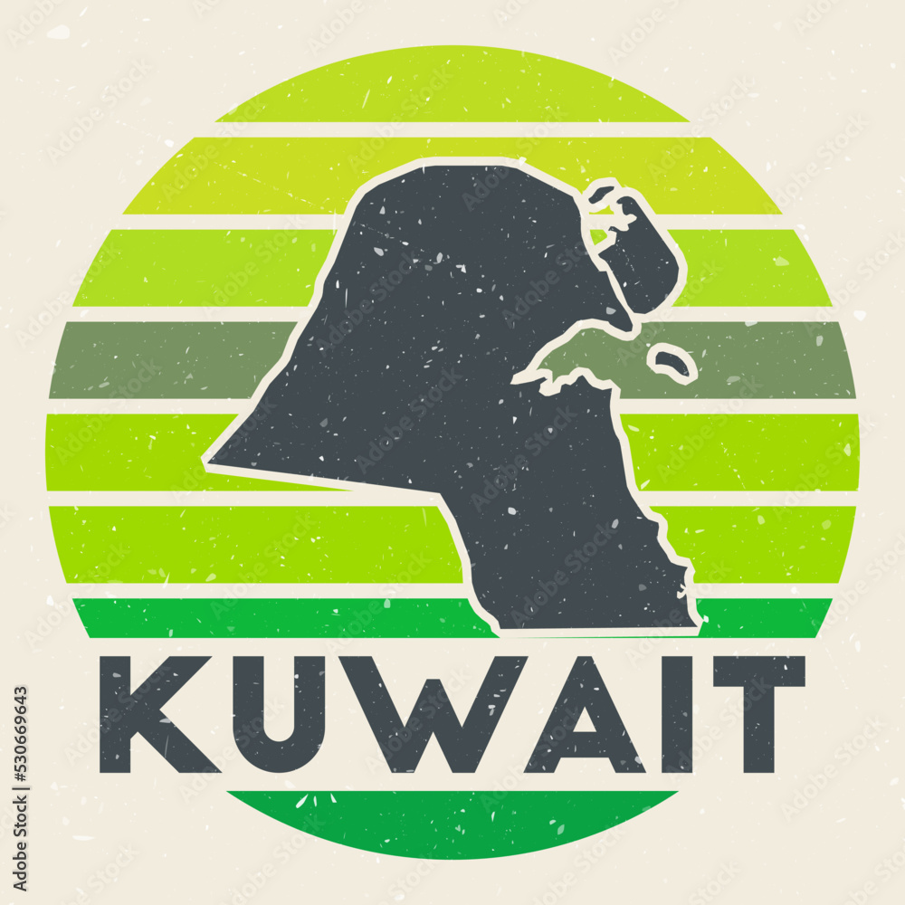 Kuwait logo. Sign with the map of country and colored stripes, vector ...