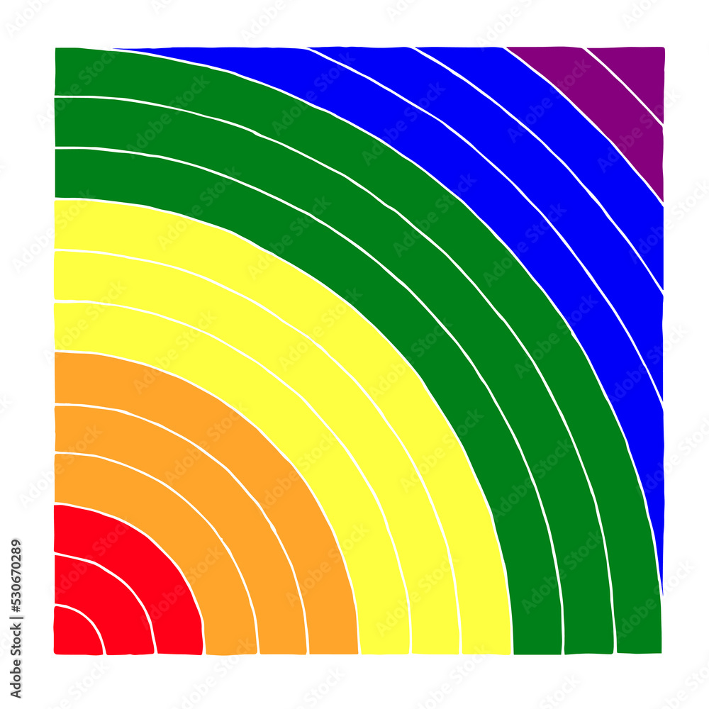 Curved multi-colored lines diverge from the center like a rainbow in ...