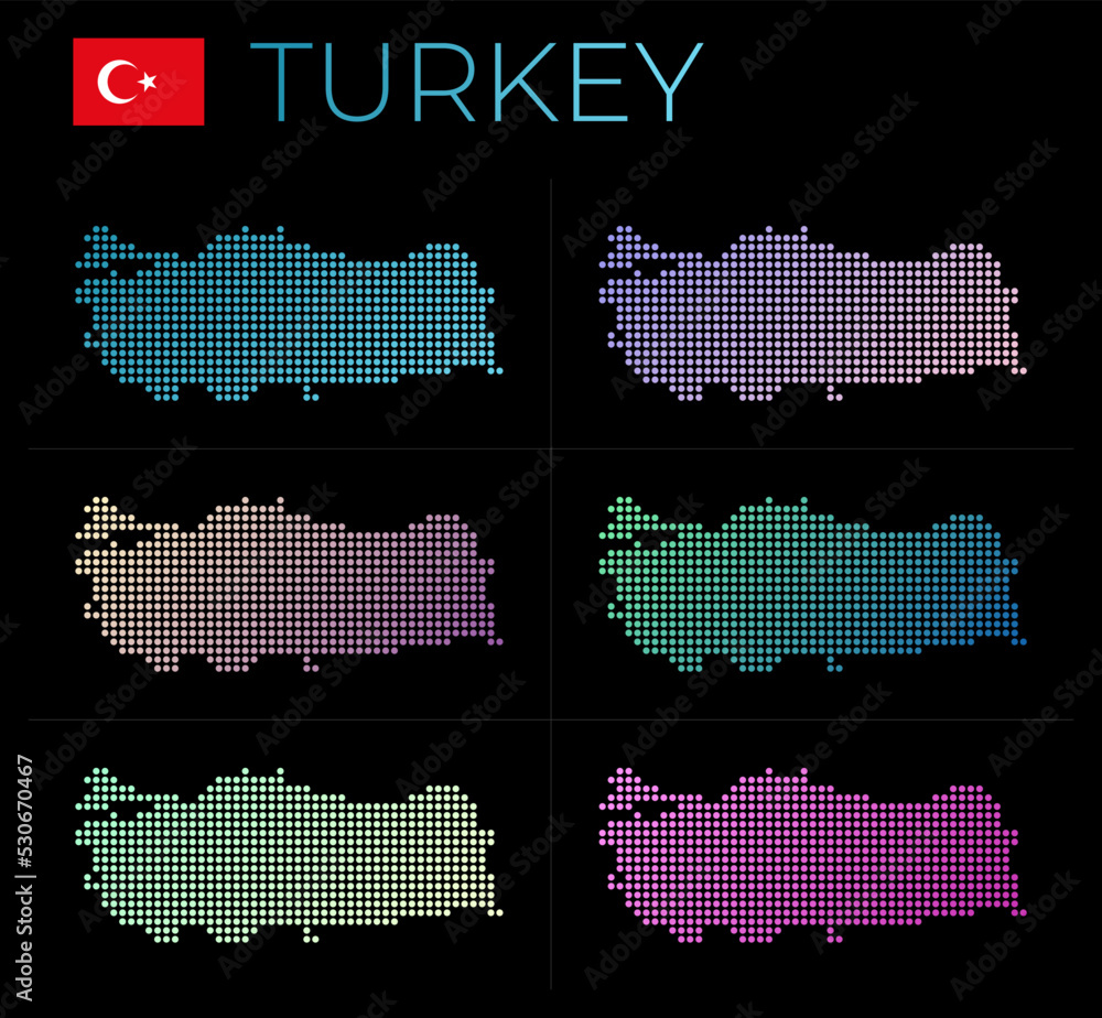 Turkey dotted map set. Map of Turkey in dotted style. Borders of the ...