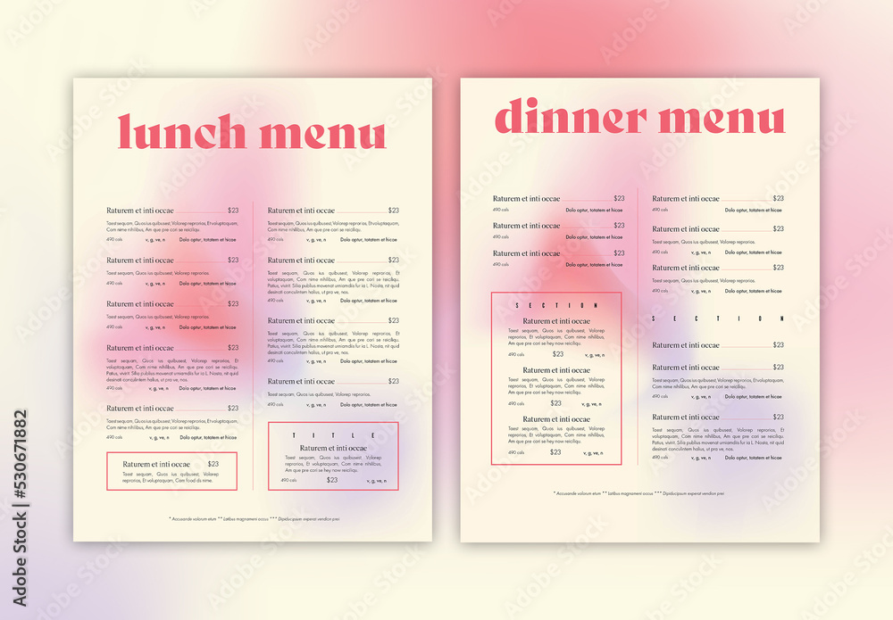 Menu Design with Gradient Accent Stock Template | Adobe Stock