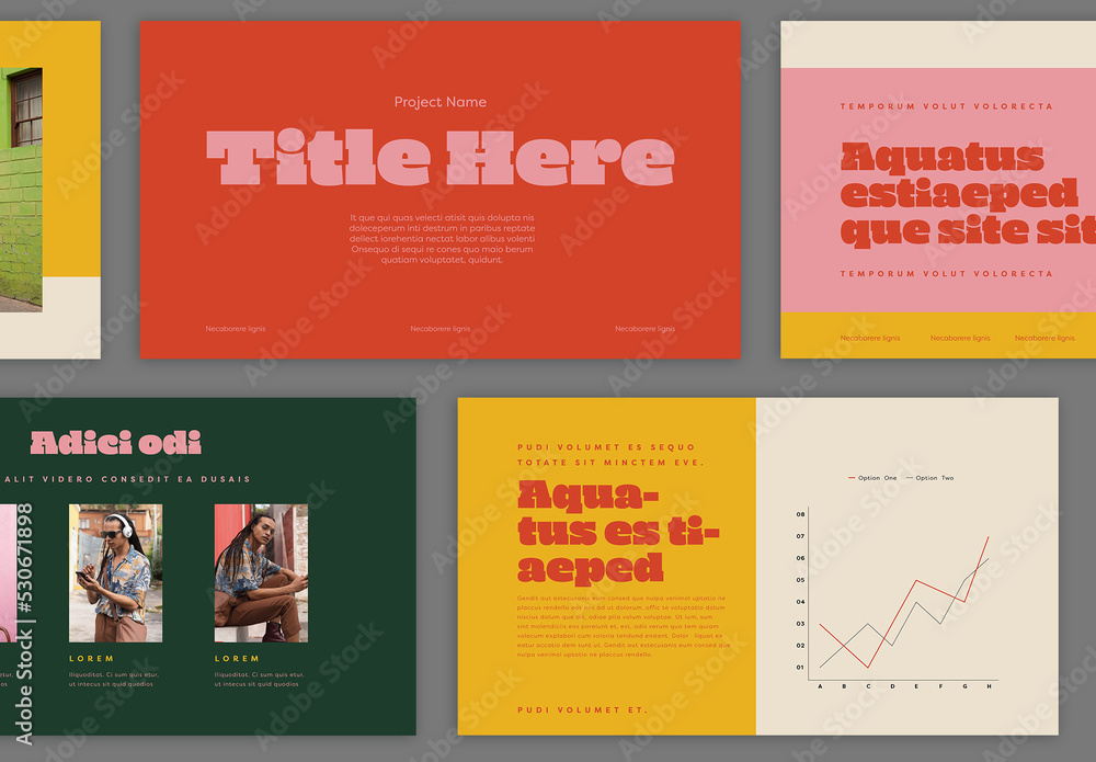 Presentation Layout with Red and Pink Accents Stock Template | Adobe Stock