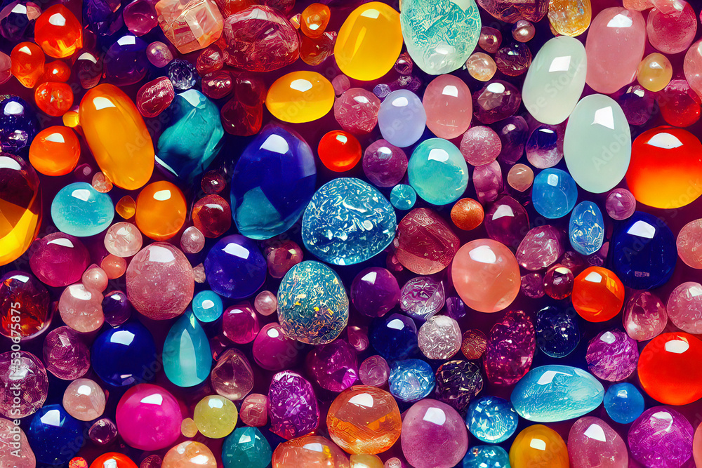 Colorful gemstones, mix of different shapes and colors, precious gems ...