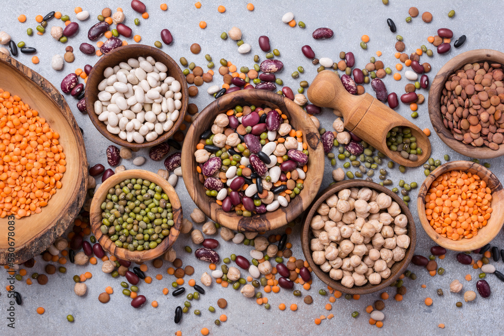 Bright set of different legumes for healthy nutrition Stock Photo ...