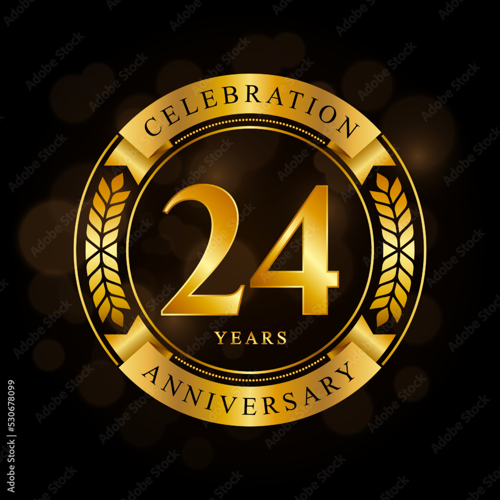 Vecteur Stock 24 Year Anniversary celebration template design, with ...