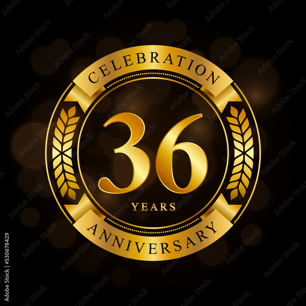 36 Year Anniversary celebration template design, with shiny ring and ...