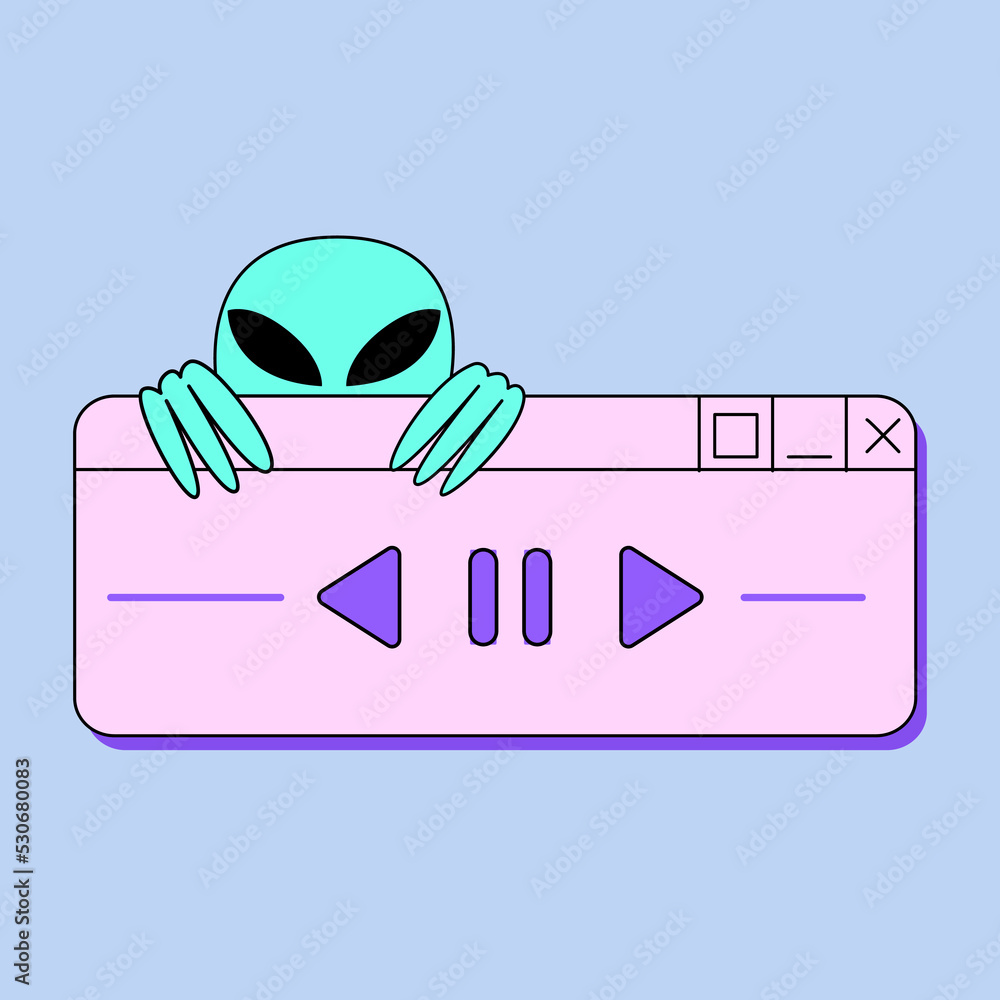 Retro y2k digital screen user interface ui and alien. Vector ... Retro y2k digital screen user interface ui and alien. Vector ...