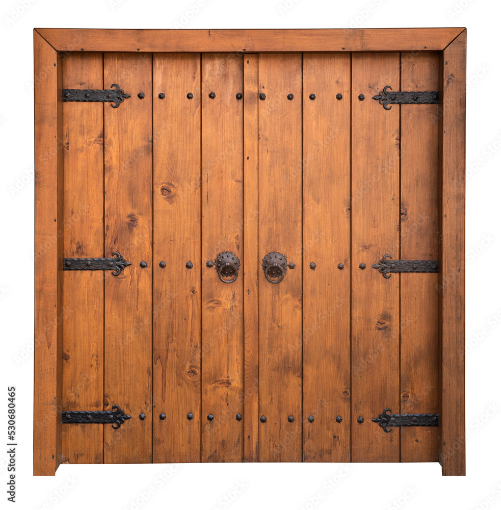 vintage wooden large double barn door with brown wood texture and ...