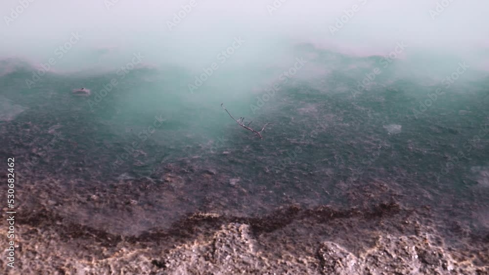 Hydrogen sulfide stagnant salt marsh. Gas turns turbid blue in water on ...