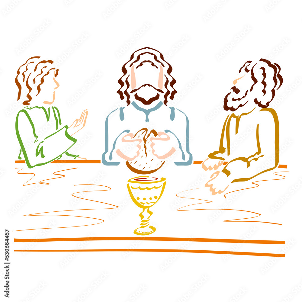 Lord Jesus Breaks the Bread, Eating the Lord's Supper with the Apostles ...