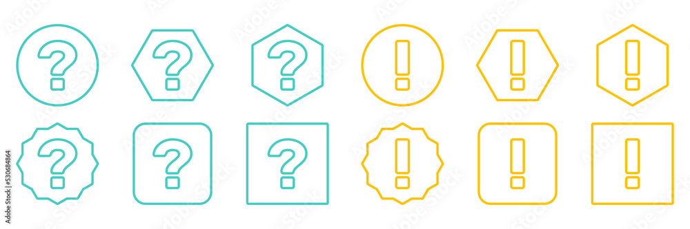 Question mark Icon Set, FAQ sign, Help symbol. Exclamation mark Icon ...