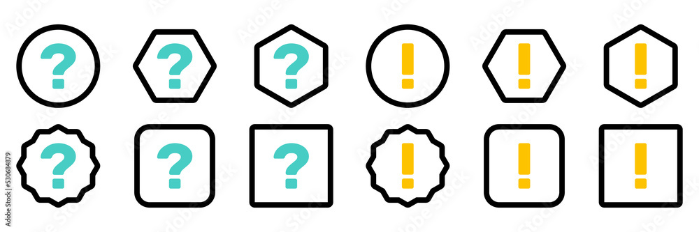 Question mark Icon Set, FAQ sign, Help symbol. Exclamation mark Icon ...
