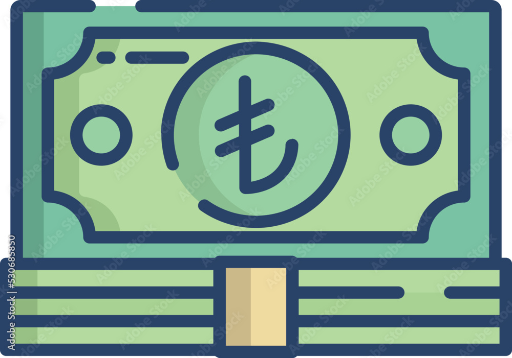 Cartoon vector illustration of a stack of green money bills on a white ...