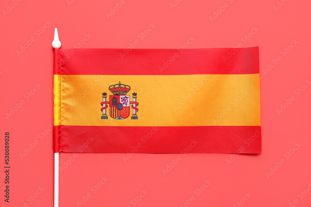 Flag of Spain on red background Stock Photo | Adobe Stock