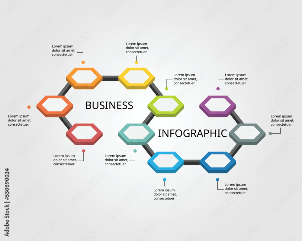 hexagon timeline chart template for infographic for presentation for 10 ...