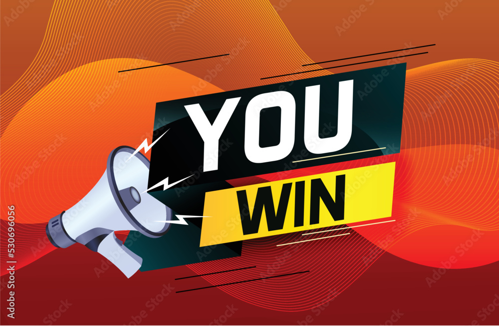 You win word concept vector illustration with megaphone and 3d style ...