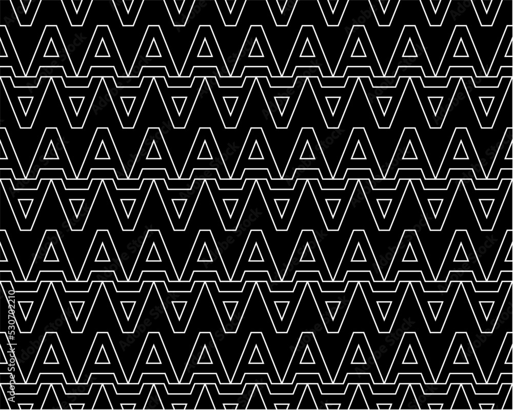 Black A alphabet letter repeat pattern background vector. Zigzag ...