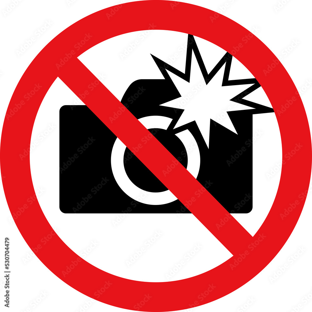 Prohibition sign (pictogram) / Do not use flash photographs (png) Stock ...