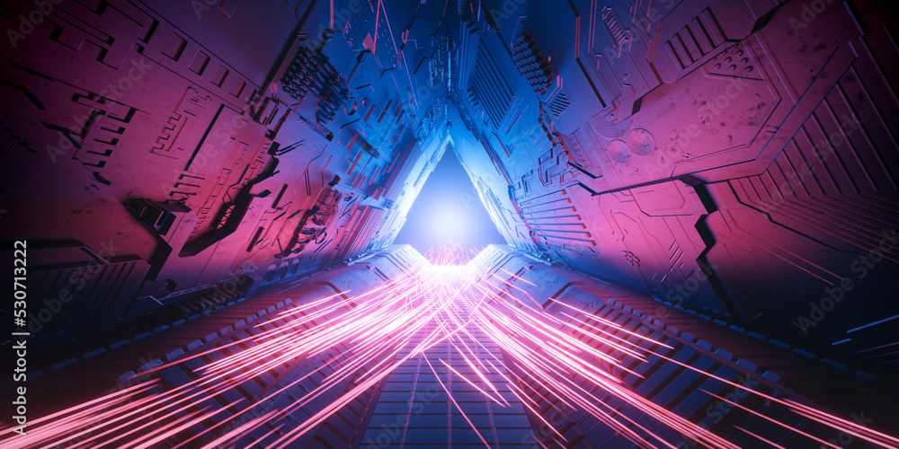 3d rendering abstract sci fi and technology background. Metal sci fi ...