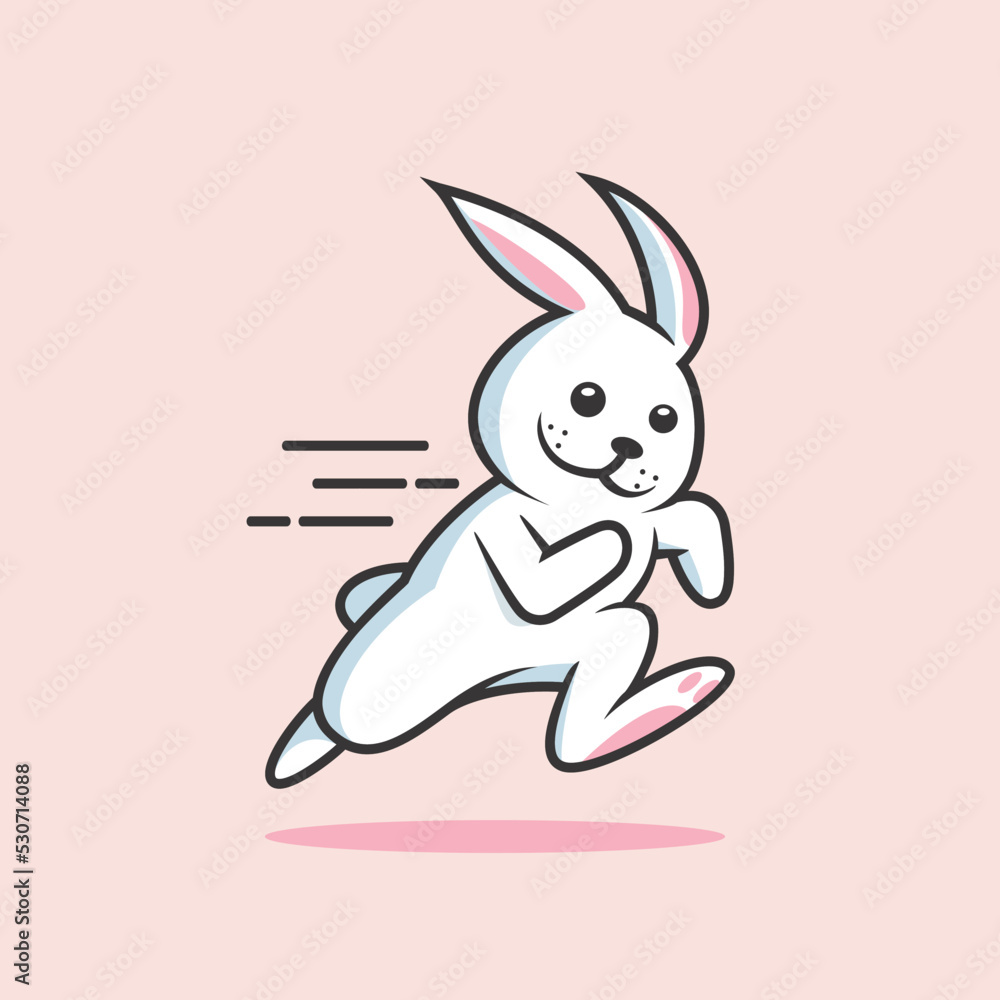 Cute Running Rabbit vector illustration suitable for logo, graphic ...