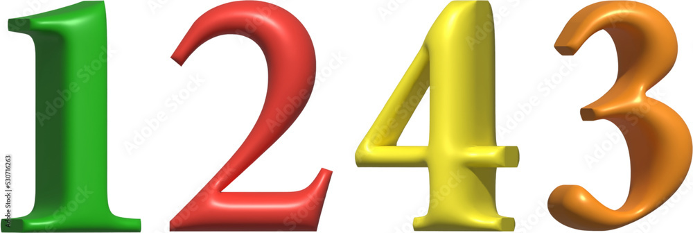 Commonly used arabic numerals in 3d transparent background Stock ...