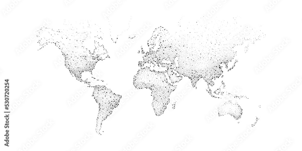 World map made up of tiny dots on white background. Vector global map ...