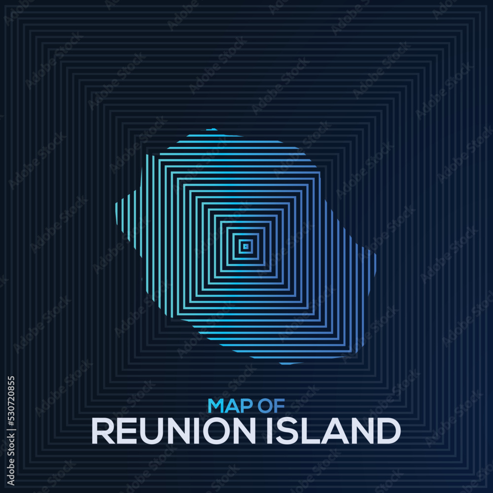 Modern Rectangular Map of Reunion Island. Reunion Island vector map ...