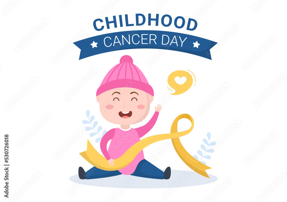 International Childhood Cancer Day Hand Drawn Cartoon Illustration on ...