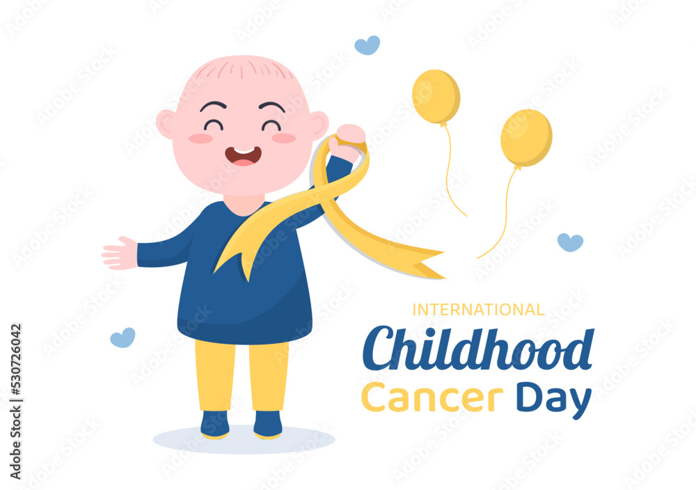 International Childhood Cancer Day Hand Drawn Cartoon Illustration on ...