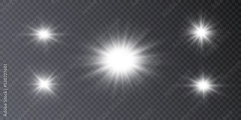 Flash of light, a star on a transparent background.Sun, summer. light ...
