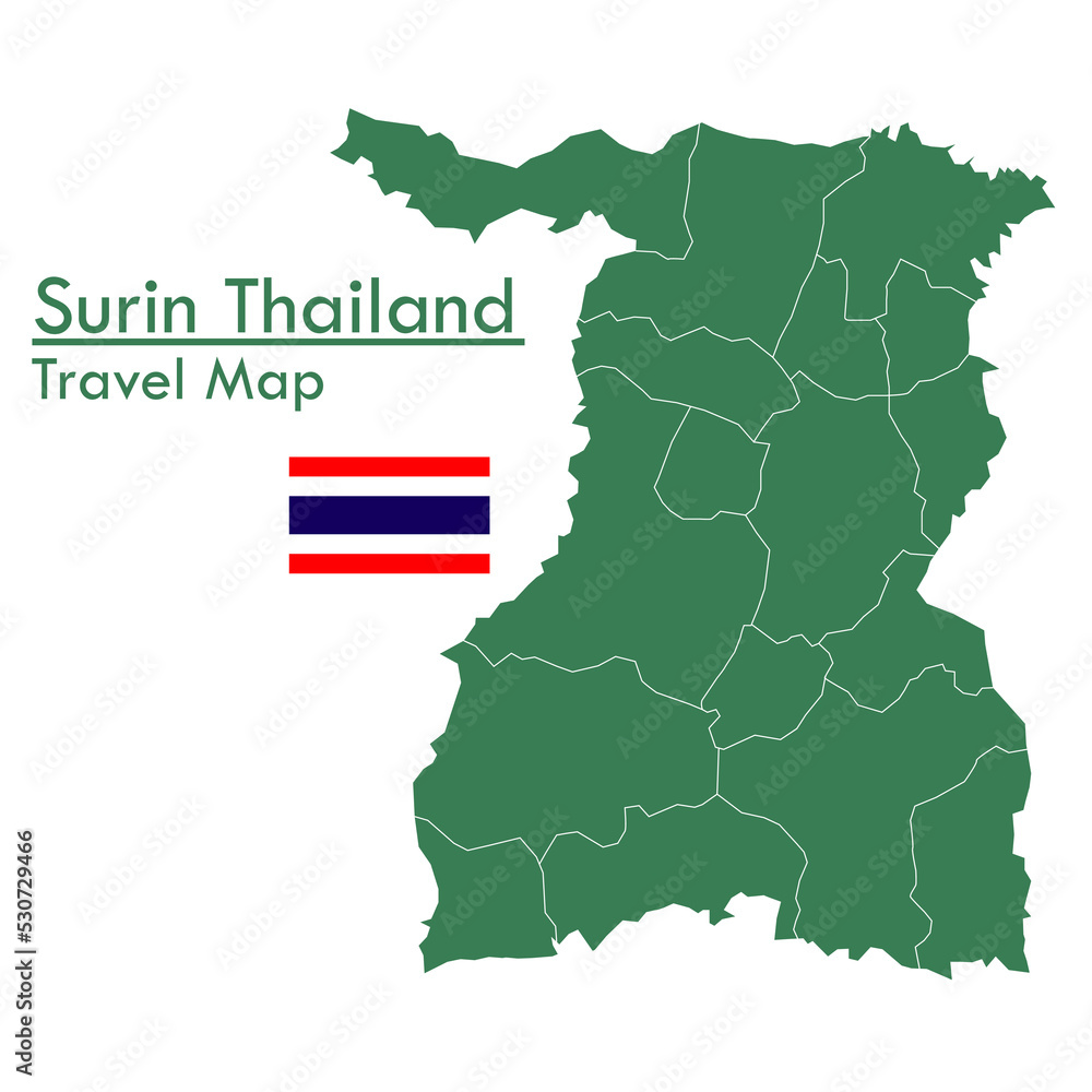 Green Map Surin Province is one of the provinces of Thailand Stock ...