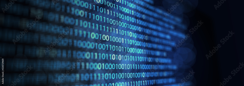 Matrix of binary numbers. Binary computer code. Futuristic backdrop ...