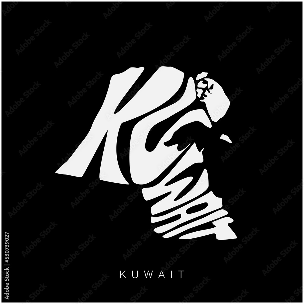 Kuwait map lettering. Kuwait lettering typography. Stock Illustration ...