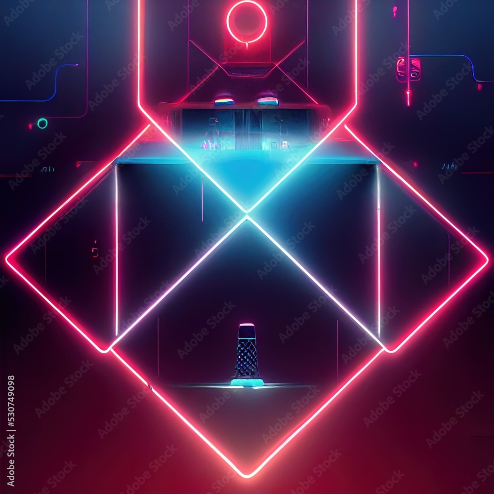 Abstract Future Neon Cyberpunk Urban Scene. Grunge Futuristic concept ...