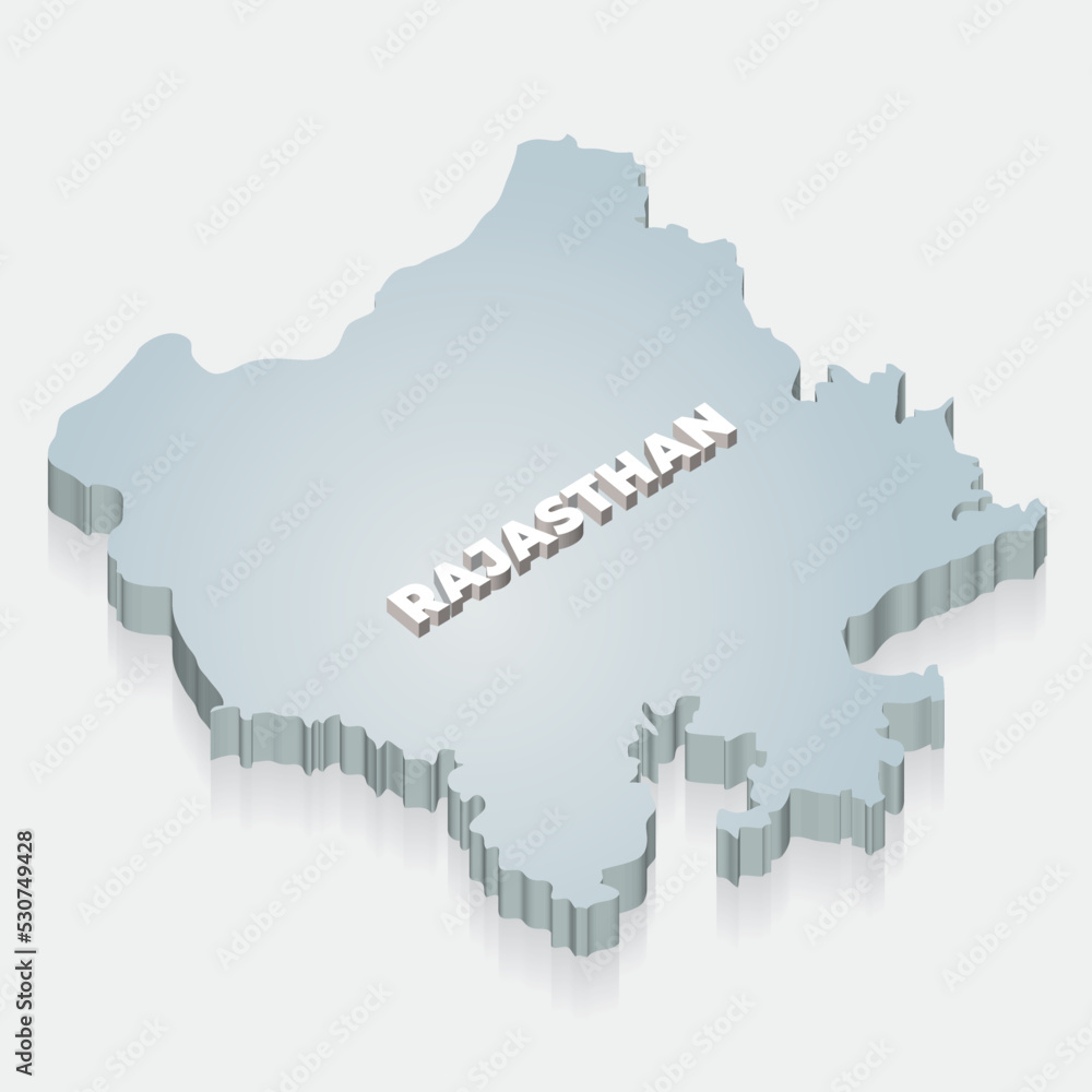 3d map of Rajasthan, state of India Stock Vector | Adobe Stock